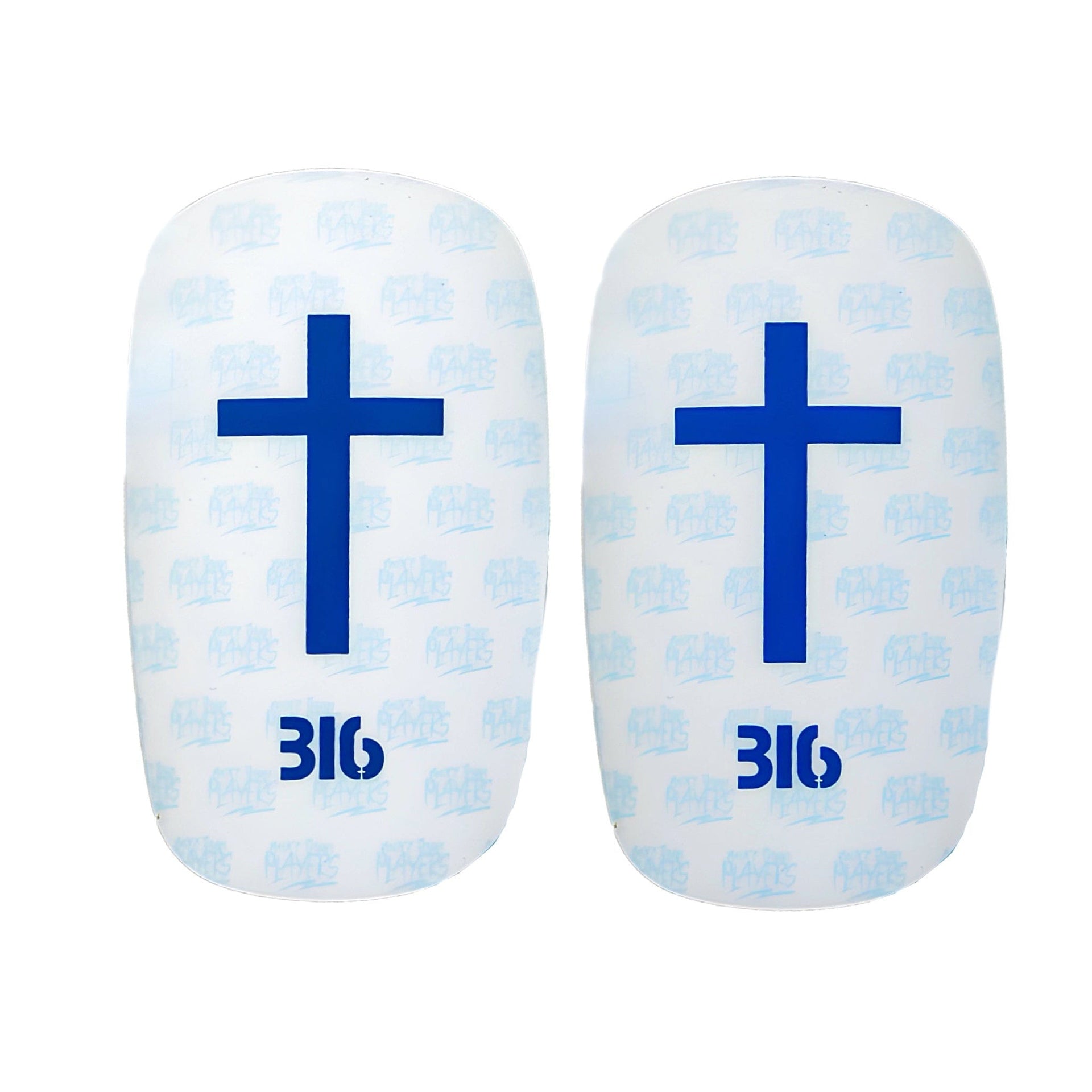 Ballers In God 'Cross' Shin pads White/Blue - Ballers in God