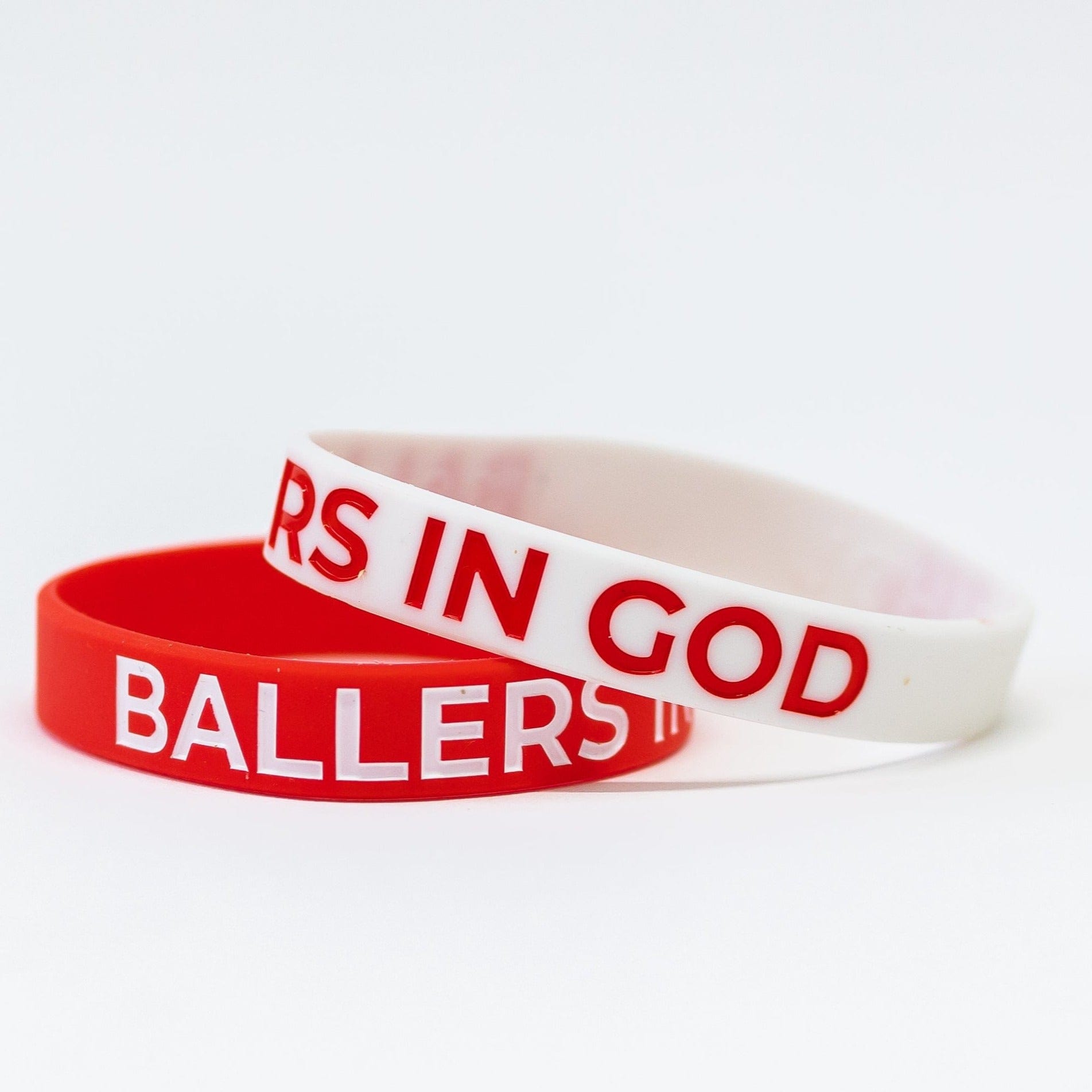Ballers In God Wristband Twin-Pack - Red & White - Ballers in God