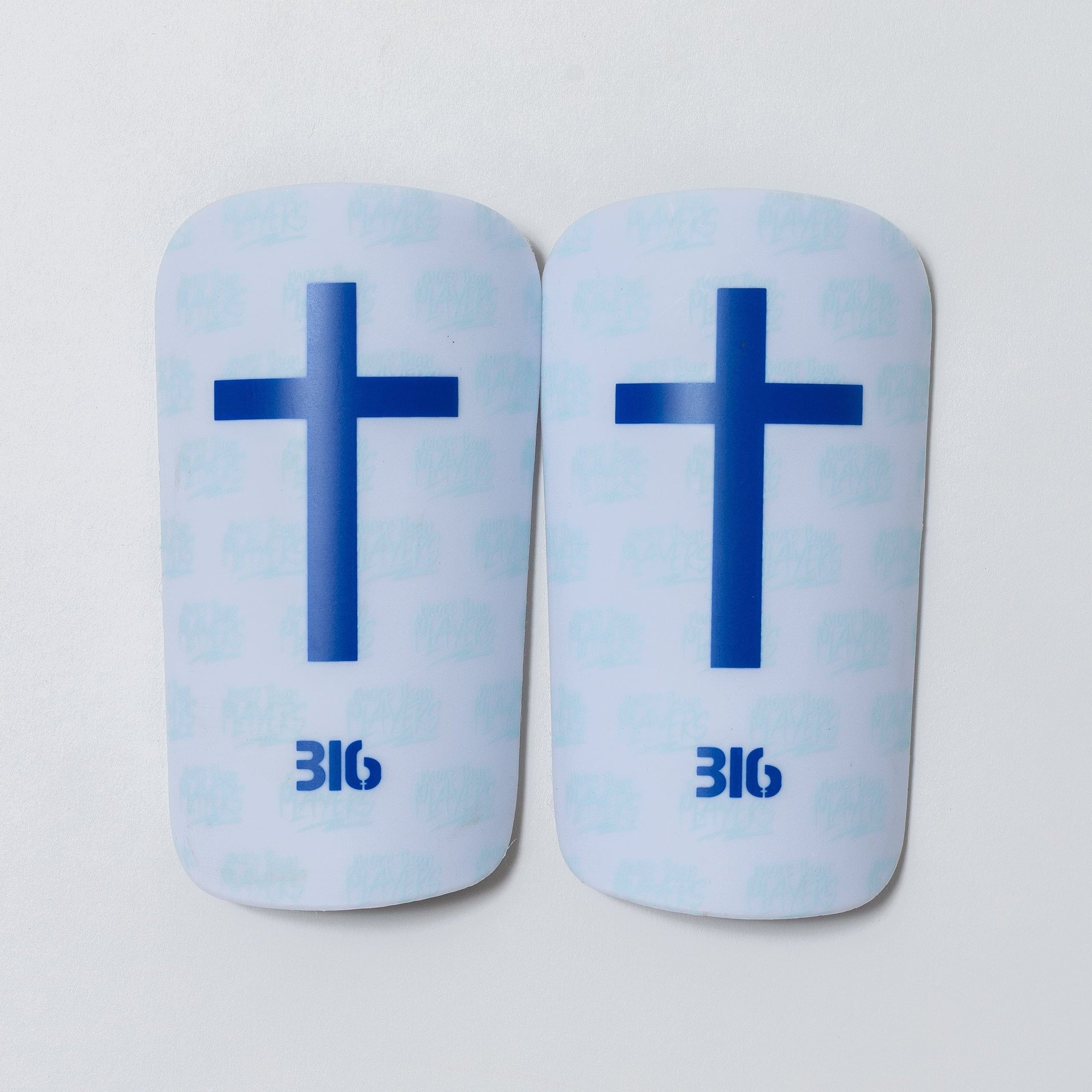 Ballers In God 'Cross' Shin pads White/Blue - Ballers in God
