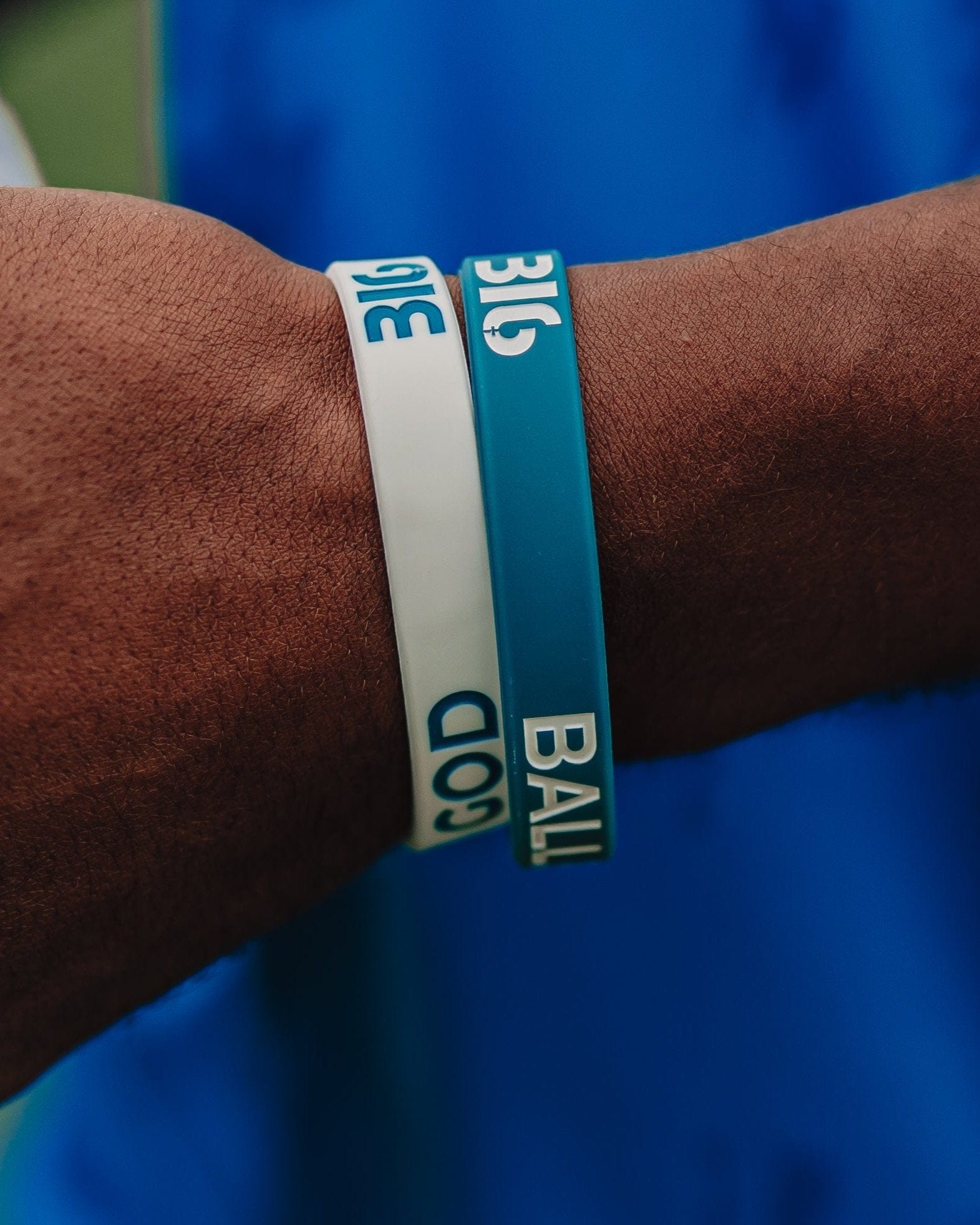 Ballers In God Wristband Twin-Pack - Blue & White - Ballers in God